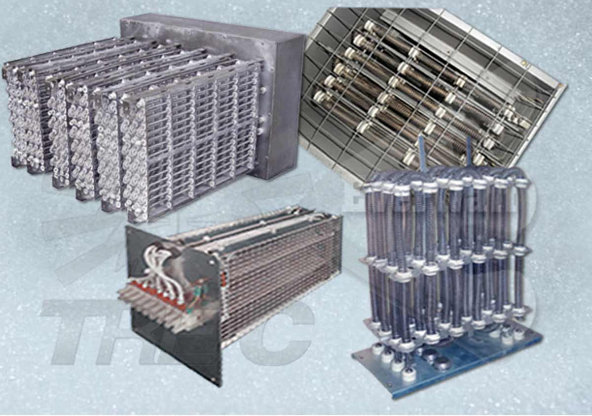 Electric bare-wire batteries for air heating - Electrical Heaters
